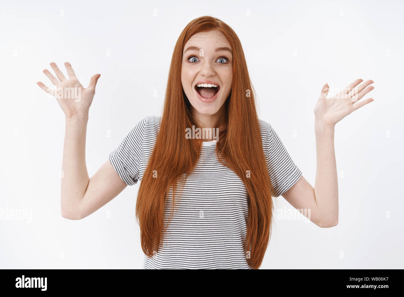 Excited Thrilled Outgoing Young Redhead Girlfriend Telling Amusing News