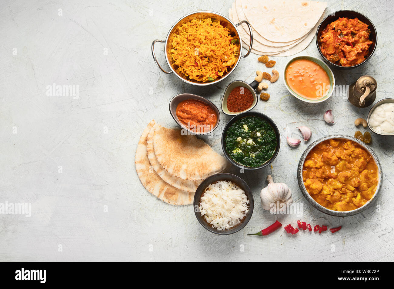 Traditional indian cuisine. Top view with copy space Stock Photo - Alamy