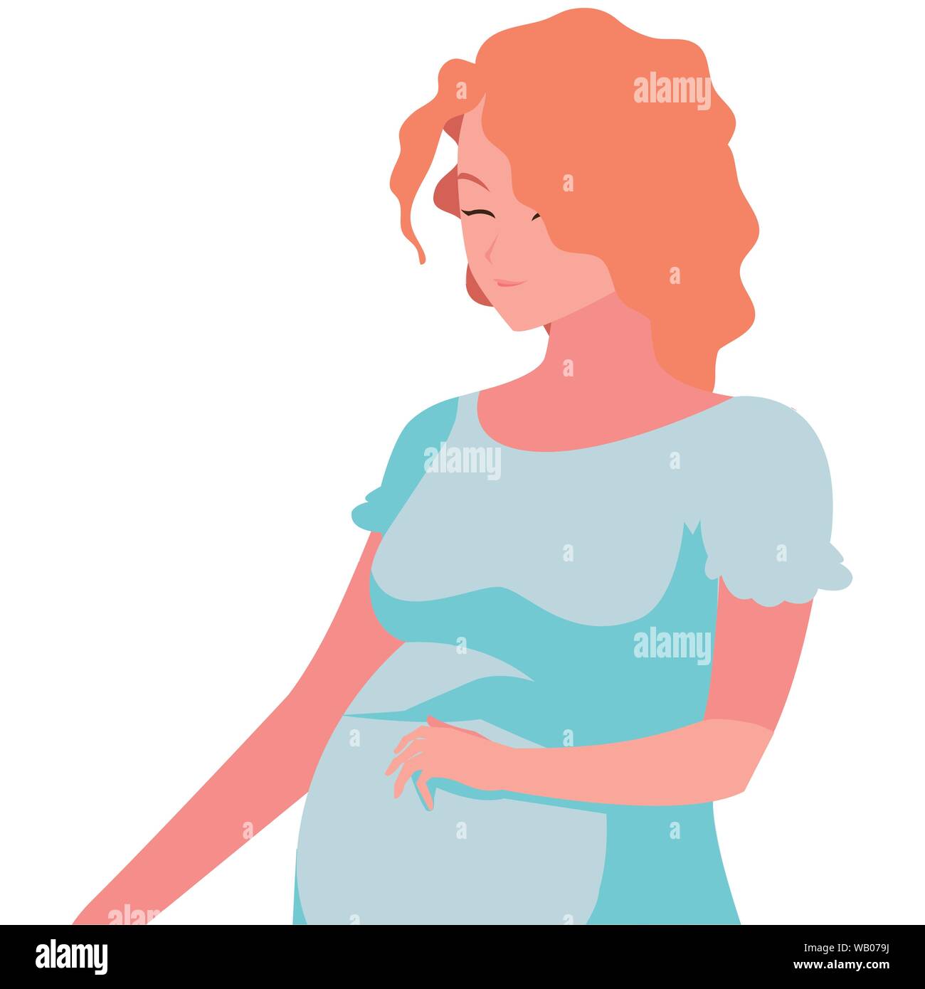pregnant woman touching her belly - pregnancy and maternity vector ...