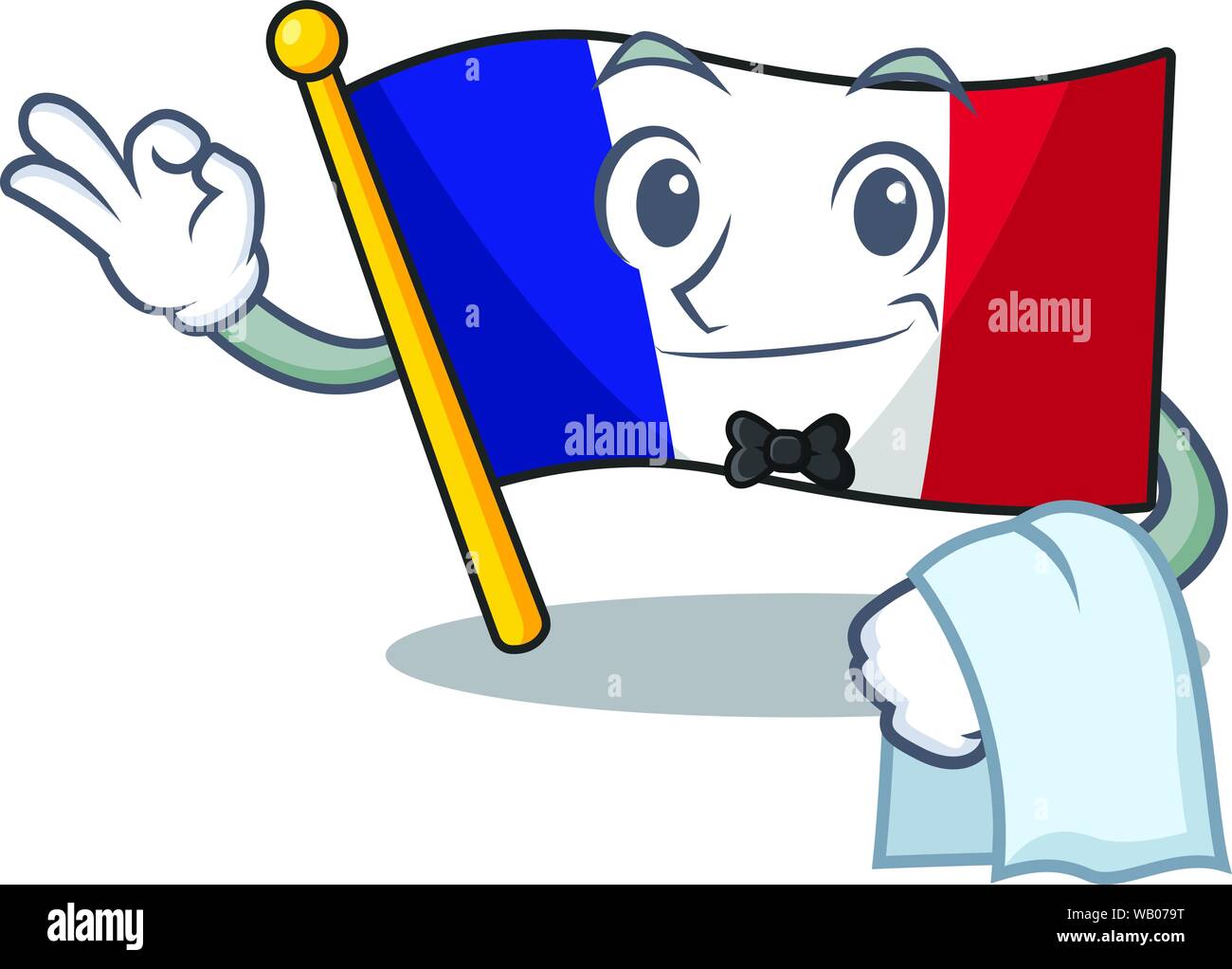 Waiter flag france in the cartoon shape Stock Vector Image & Art - Alamy
