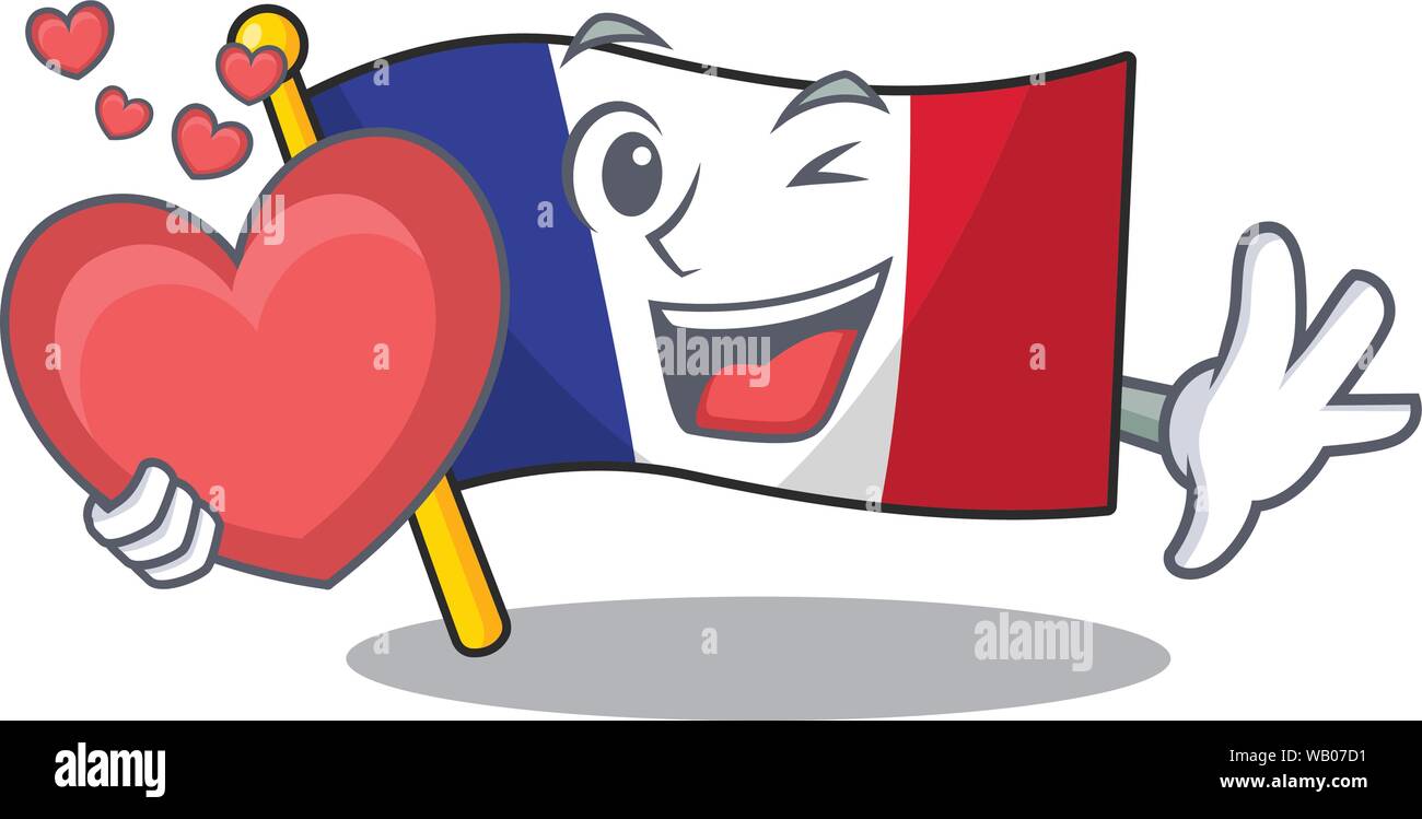 With heart flag france in the cartoon shape Stock Vector Image & Art ...