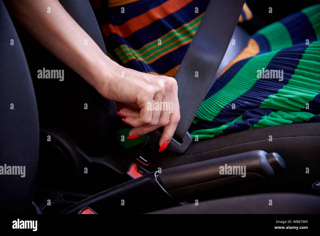 Girl fasten seatbelt hi-res stock photography and images - Alamy