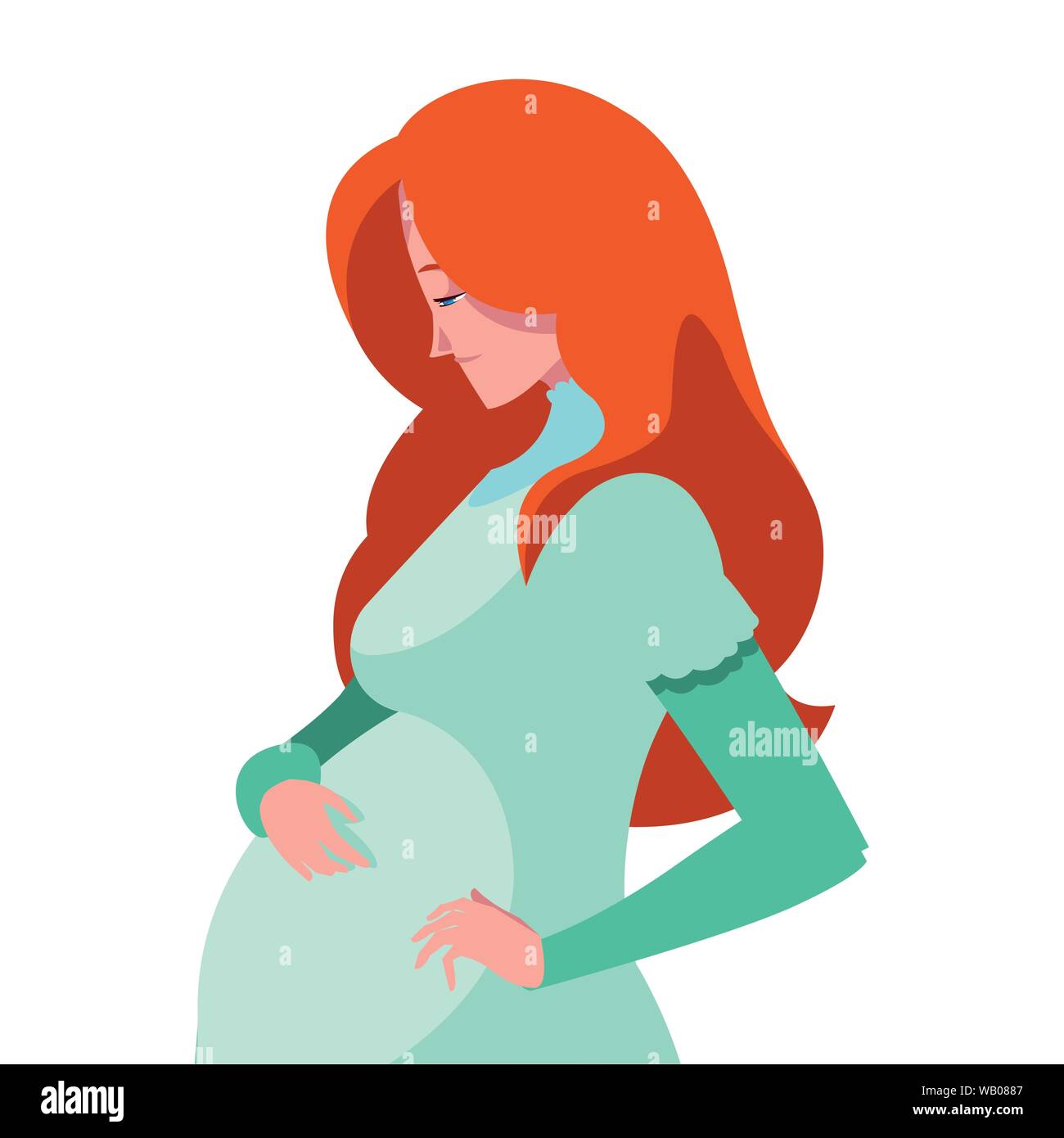 pregnant woman touching her belly - pregnancy and maternity vector ...