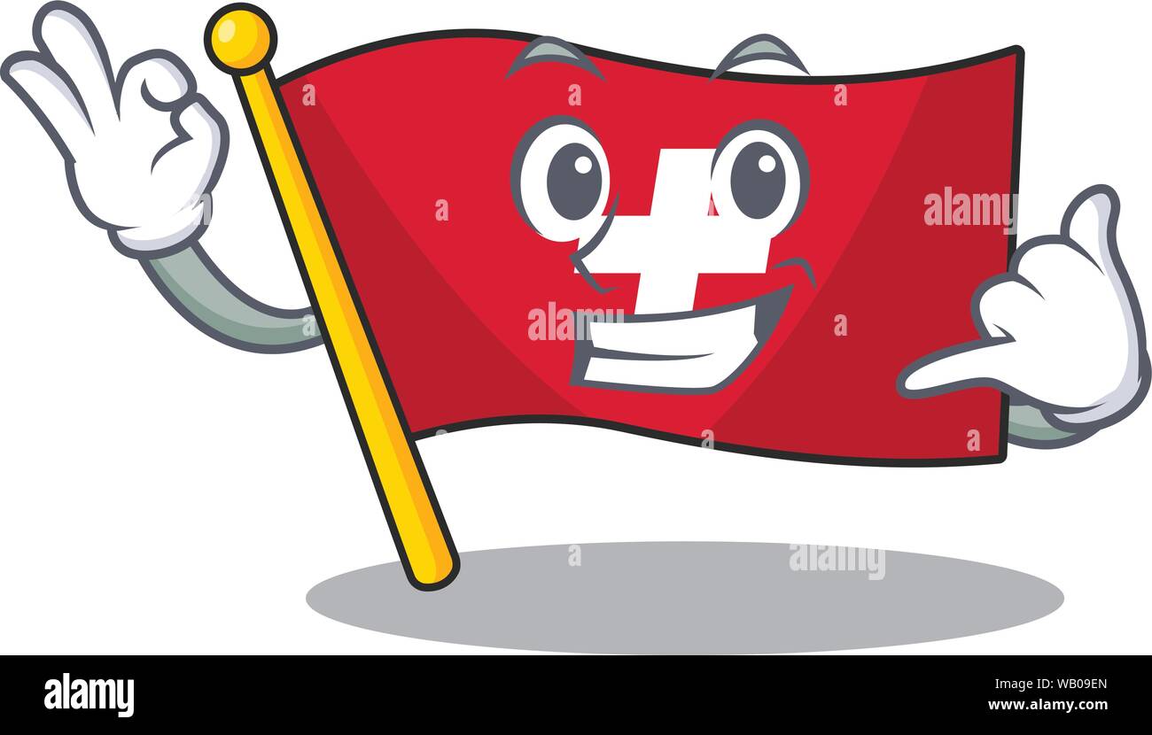 Call me switzerland flag sticks to cartoon wall Stock Vector Image ...