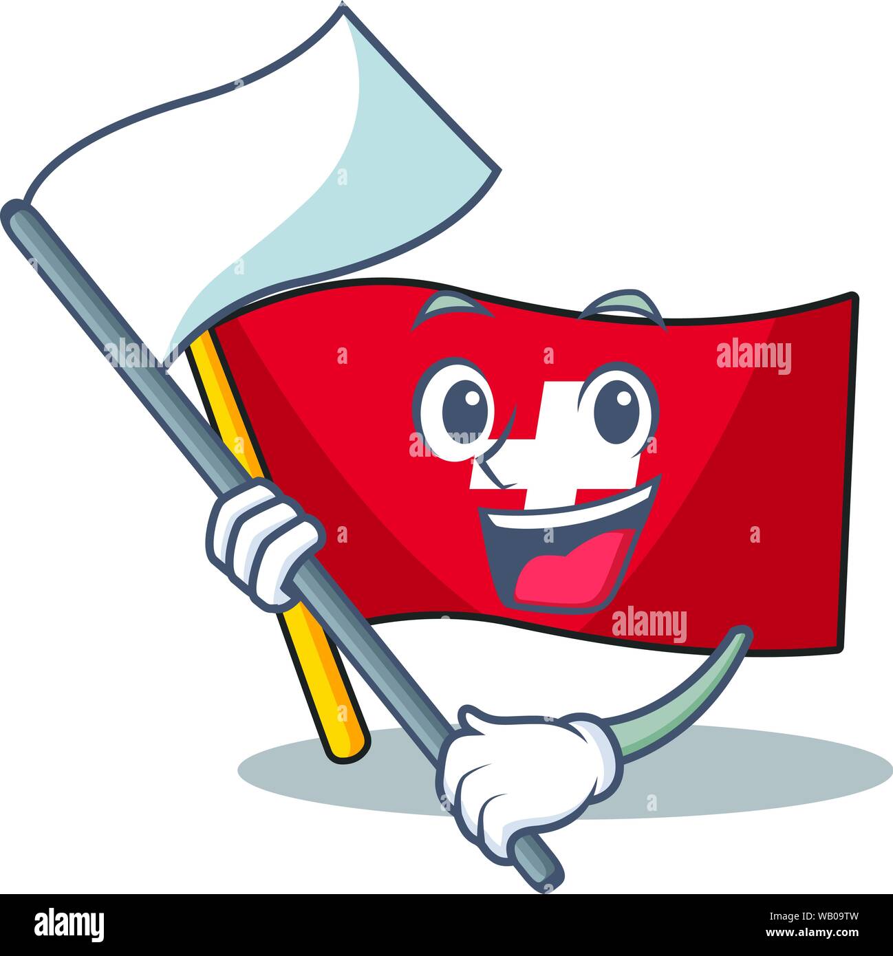 With flag switzerland flag sticks to cartoon wall Stock Vector Image ...