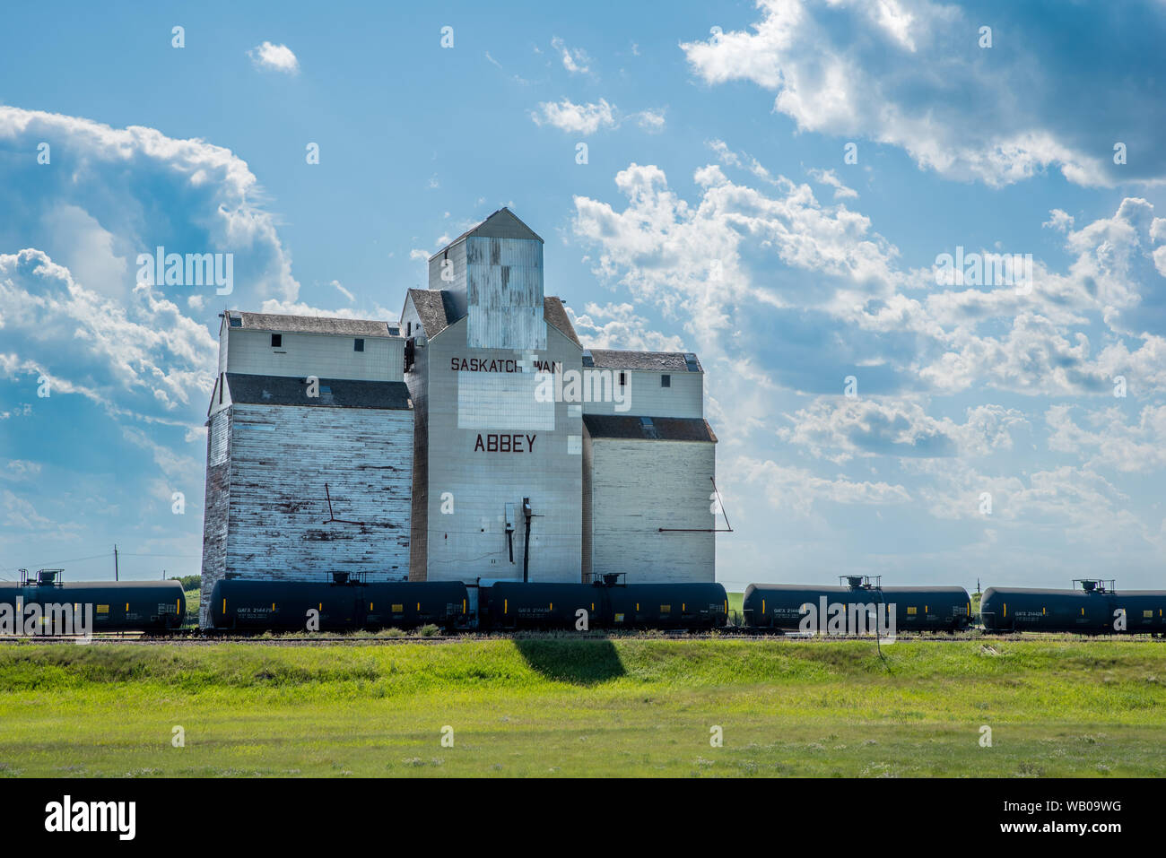 Abbey, SK/Canada- July 23, 2019: The historic Abbey grain elevator in ...
