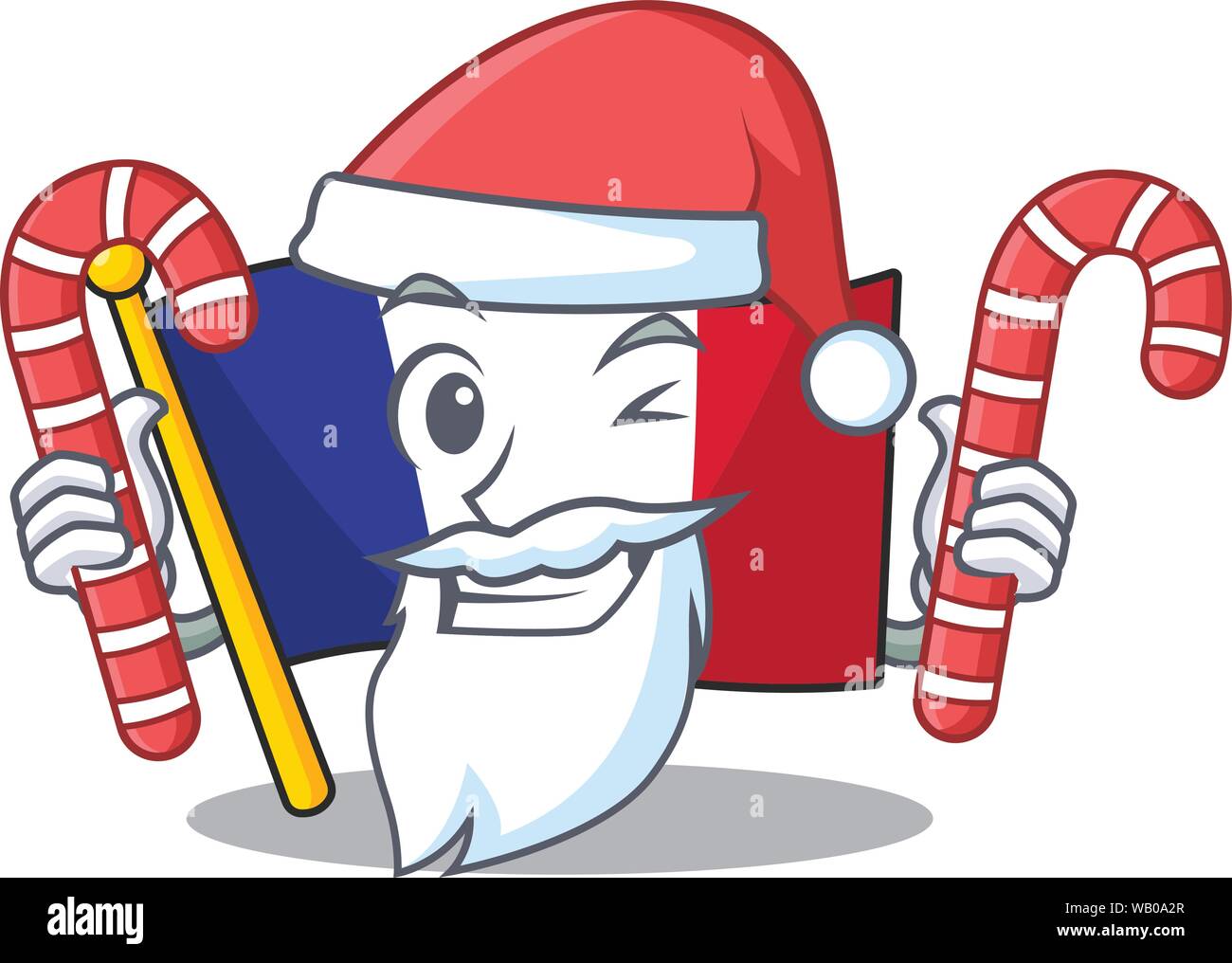 Santa with candy french flag folded in cartoon drawer Stock Vector ...