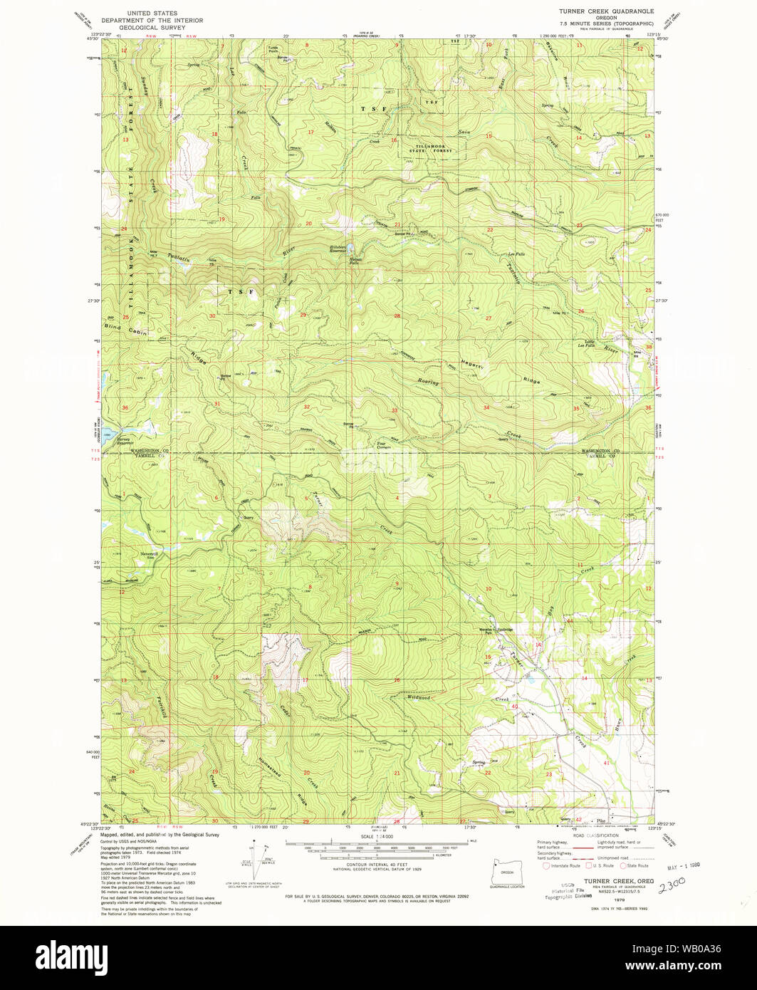 USGS Topo Map Oregon Turner Creek 281903 1979 24000 Restoration Stock ...