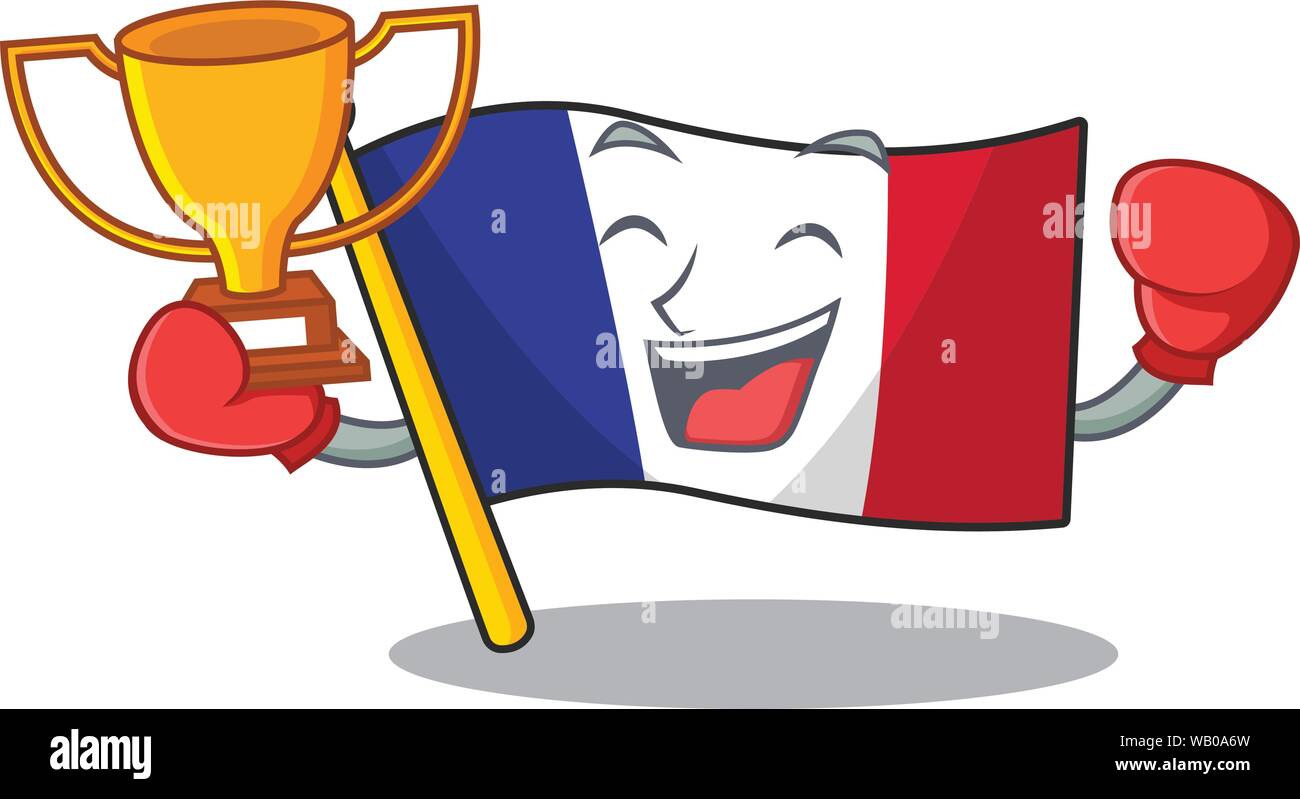 Boxing winner french flag folded in cartoon drawer Stock Vector Image ...