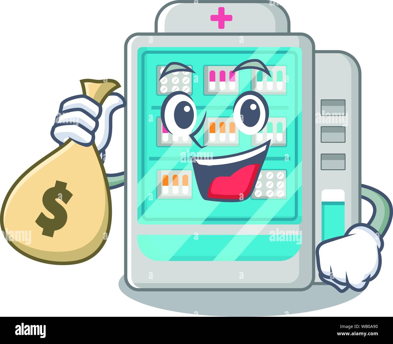 With money bag medicines vending machine on the cartoon Stock Vector ...