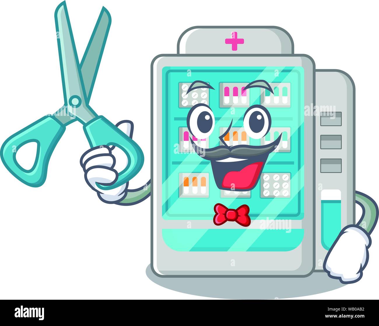 Barber medicines vending machine on the cartoon Stock Vector Image ...