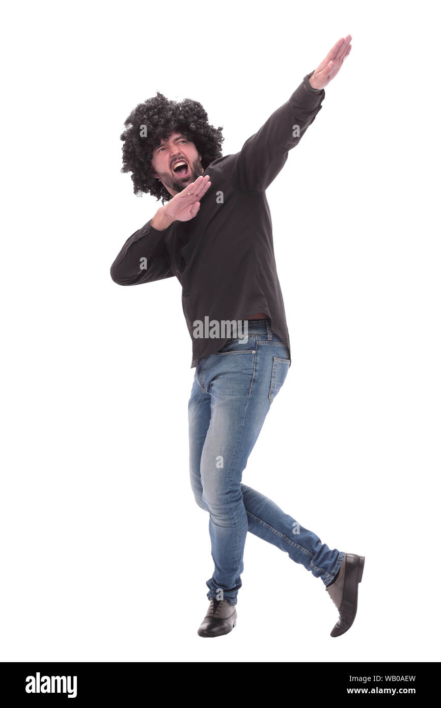 in full growth. funny dancing guy. isolated on white Stock Photo - Alamy