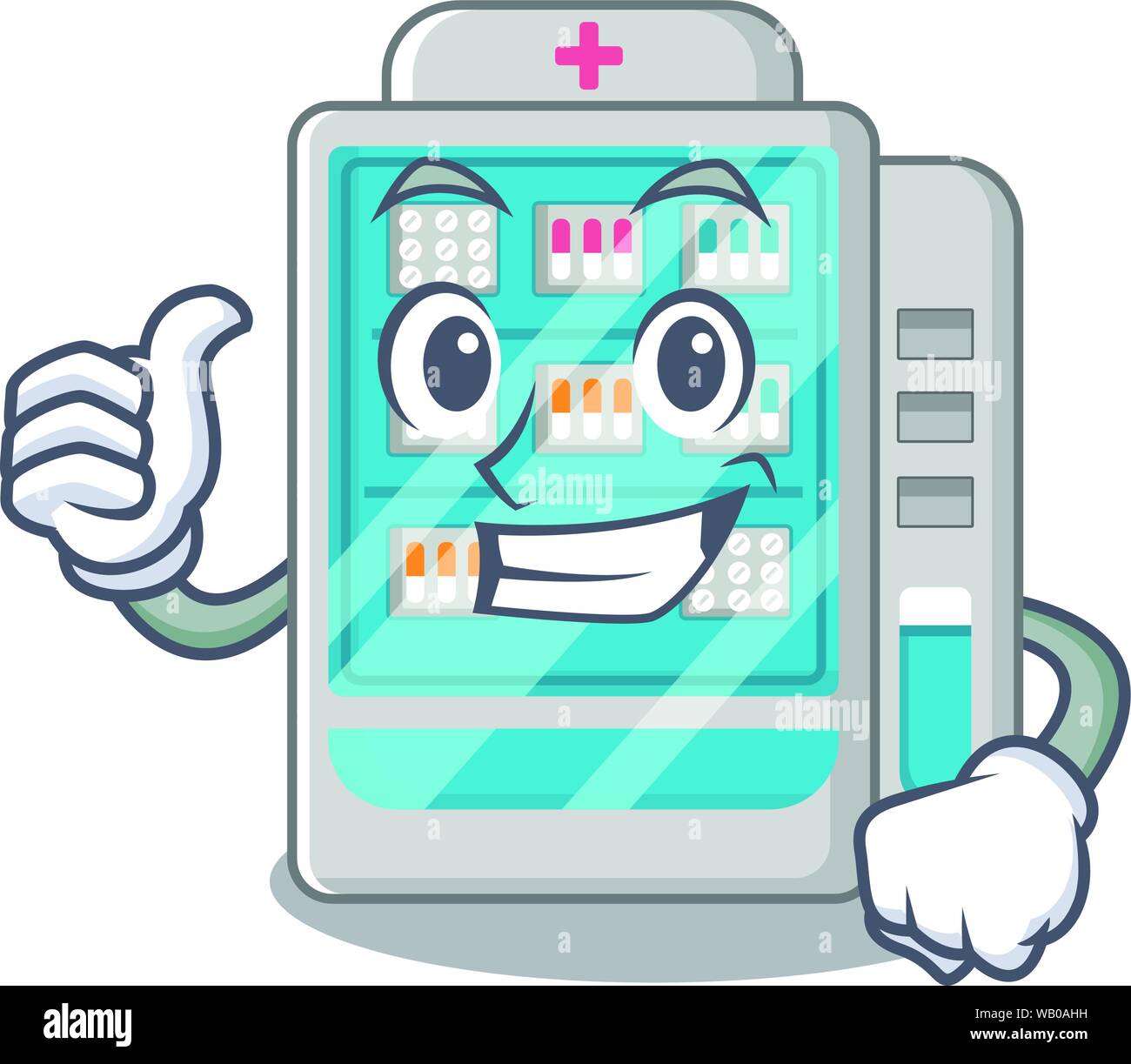 Thumbs up medicines vending machine in character shape Stock Vector ...