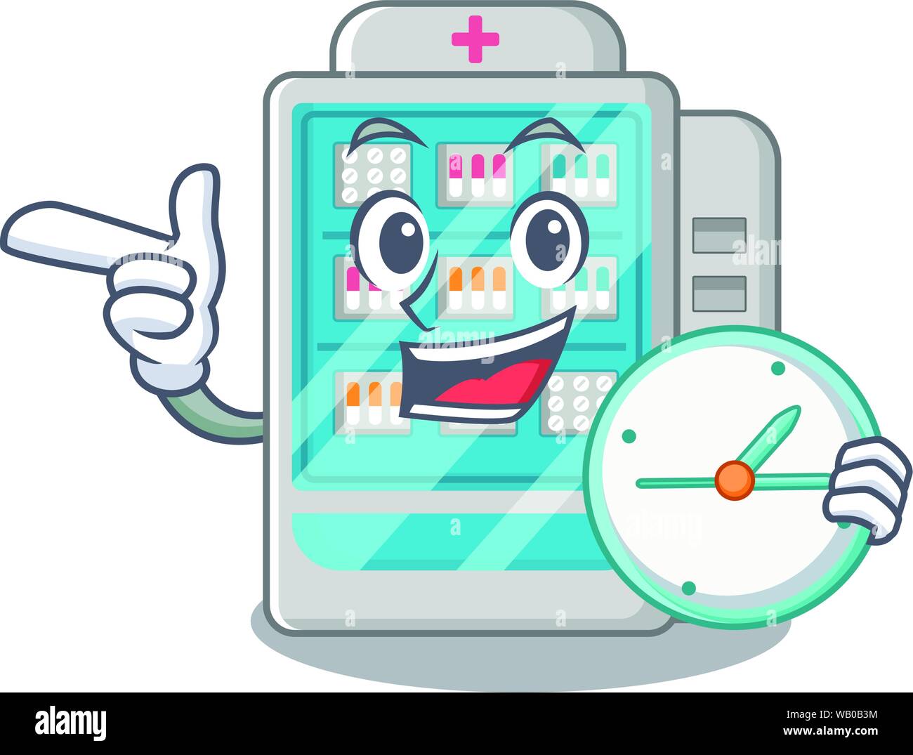 With clock medicines vending machine in character shape Stock Vector ...