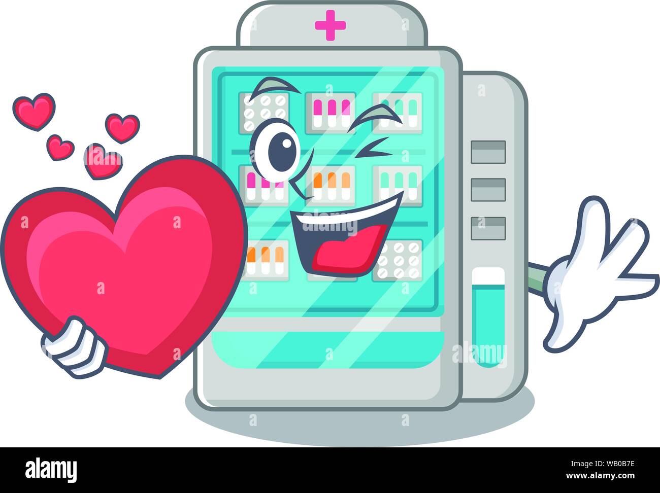 With heart medicines vending machine isolated the cartoon Stock Vector ...