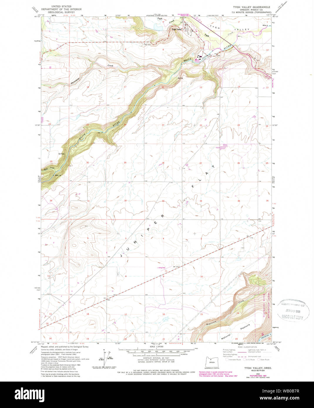 USGS Topo Map Oregon Tygh Valley 281922 1962 24000 Restoration Stock ...