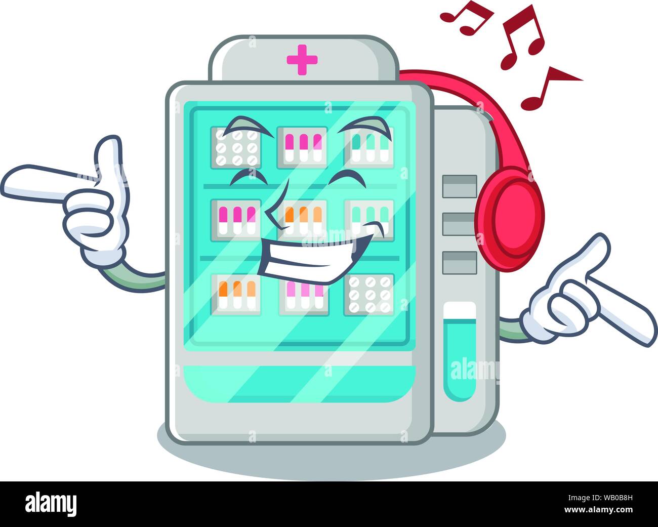 Listening music medicines vending machine isolated the cartoon Stock ...