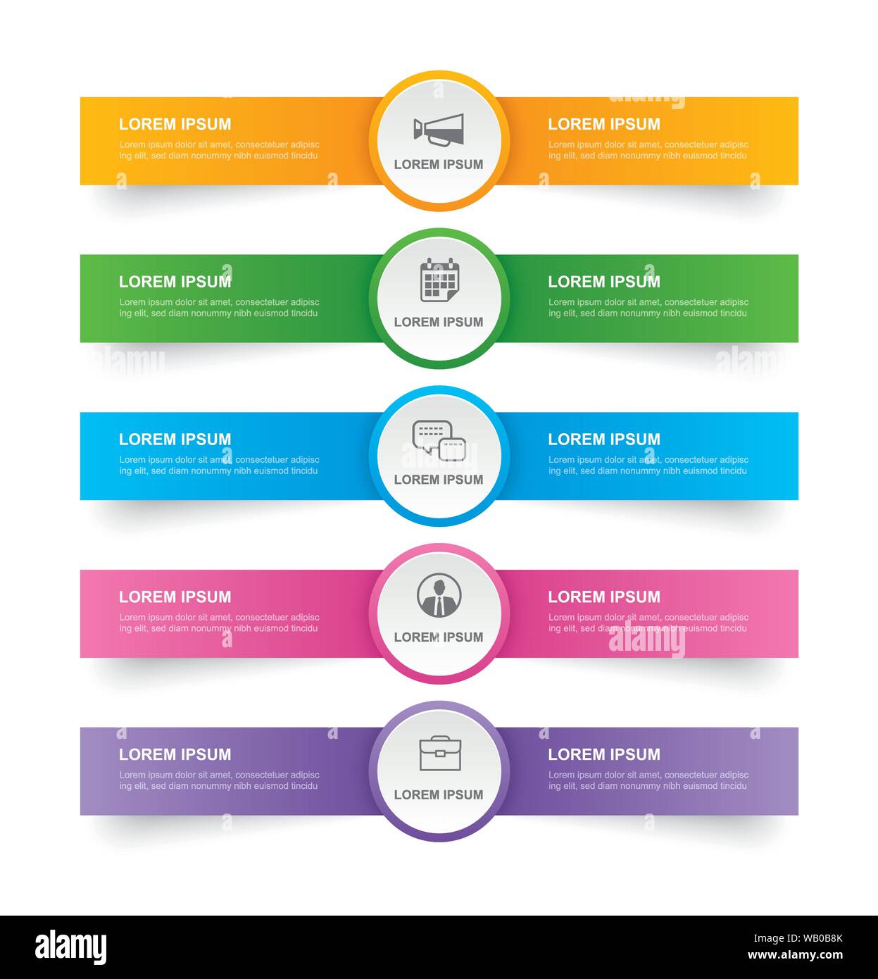 Infographics tab in horizontal paper index with 5 data template. Vector ...