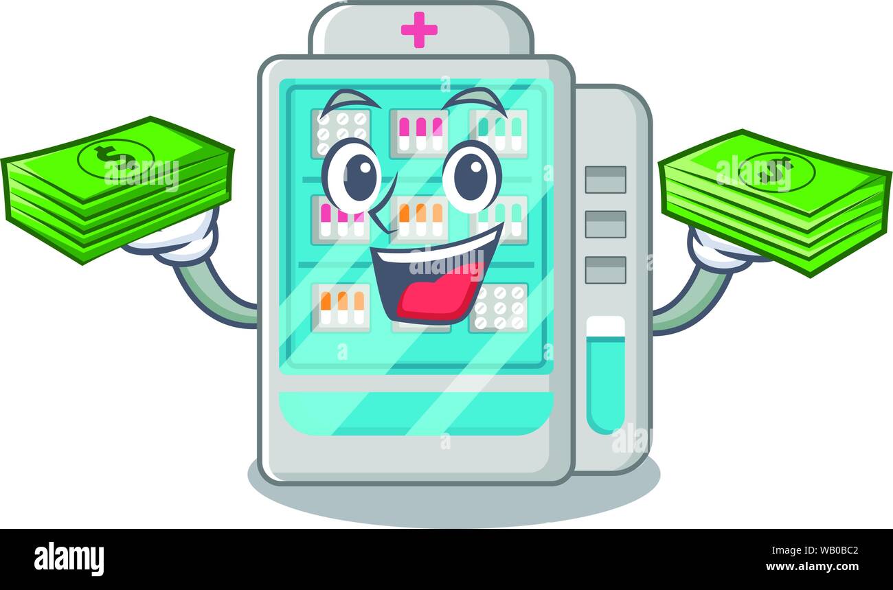 With money bag medicines vending machine isolated the cartoon Stock ...