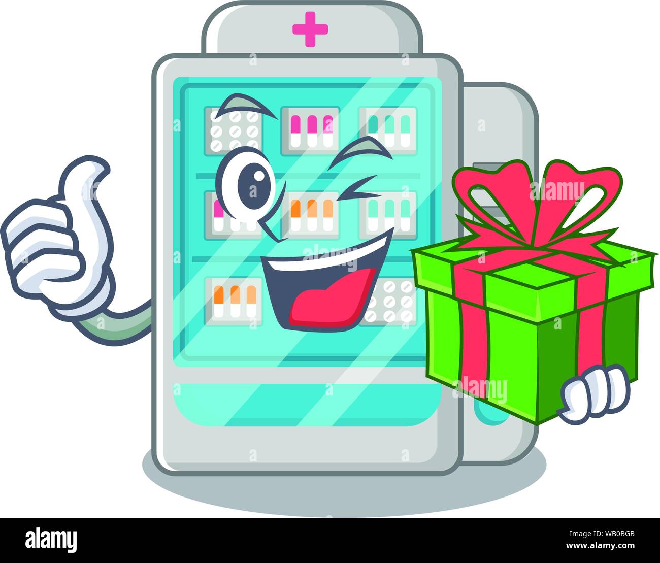 With gift medicines vending machine isolated the cartoon Stock Vector ...