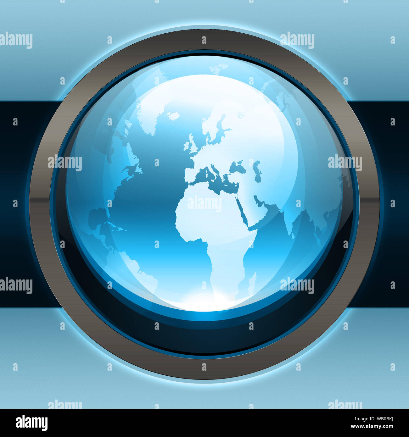 Illustration of abstract blue earth web icon, button Stock Photo - Alamy