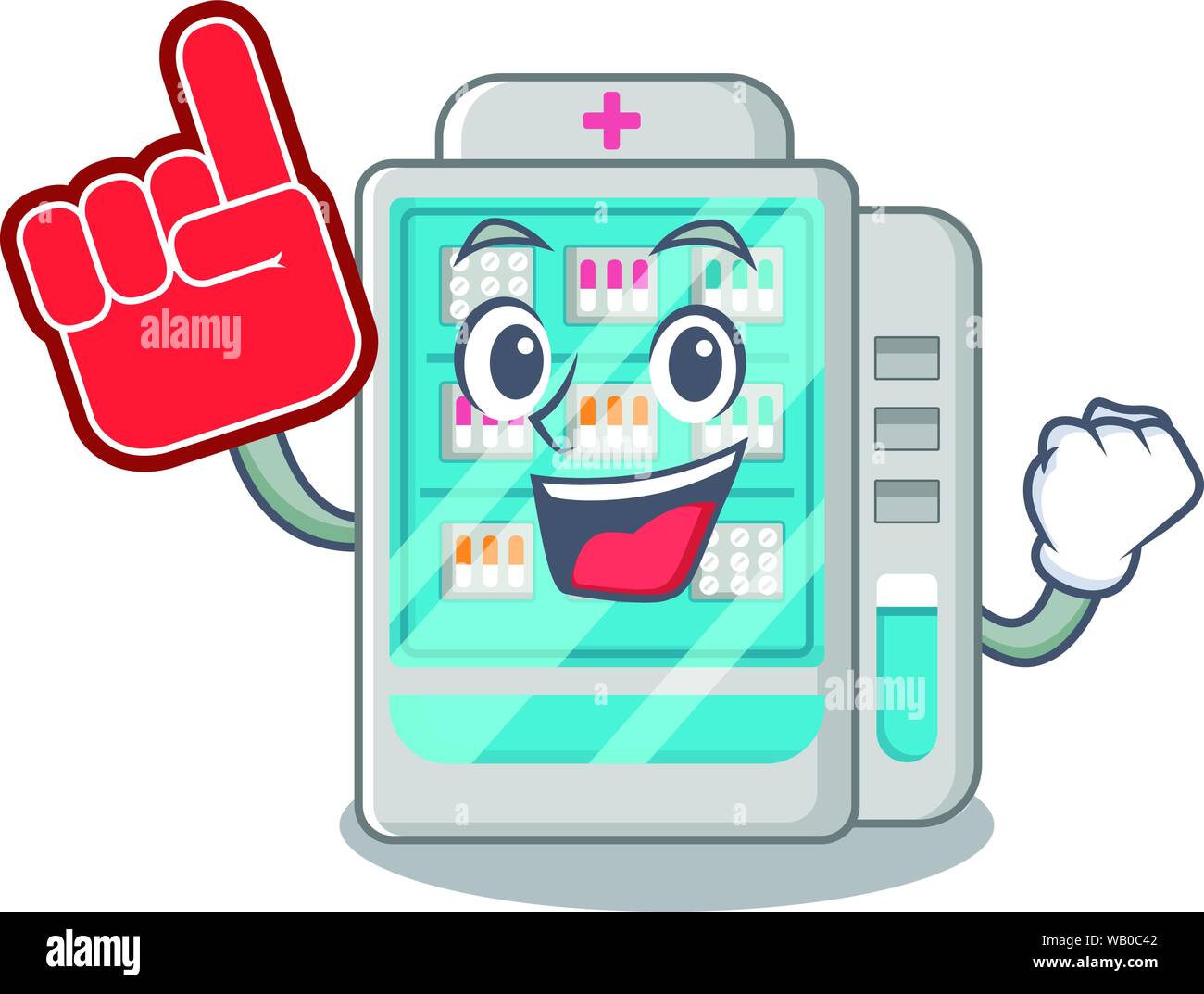 Foam finger medicines vending machine on a mascot Stock Vector Image ...