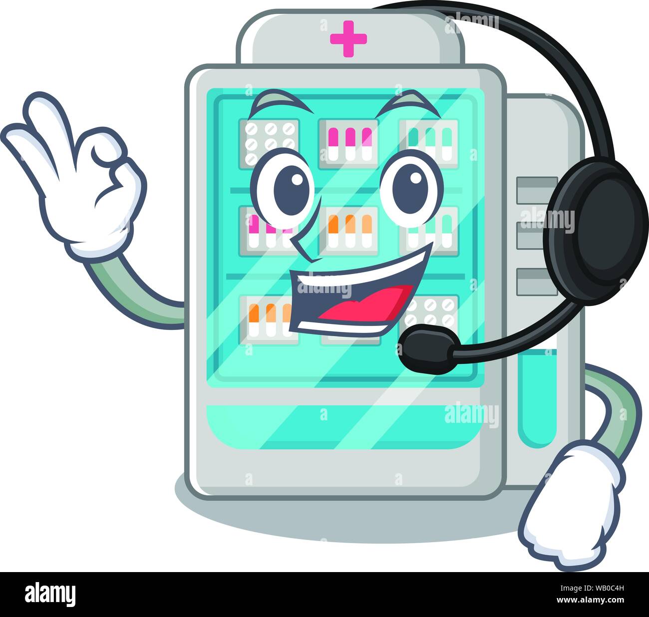 With headphone medicines vending machine on a mascot Stock Vector Image ...
