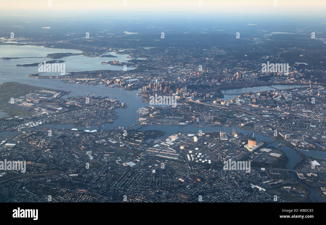 Boston, aerial view of the entire metropolitan area of the city Stock ...