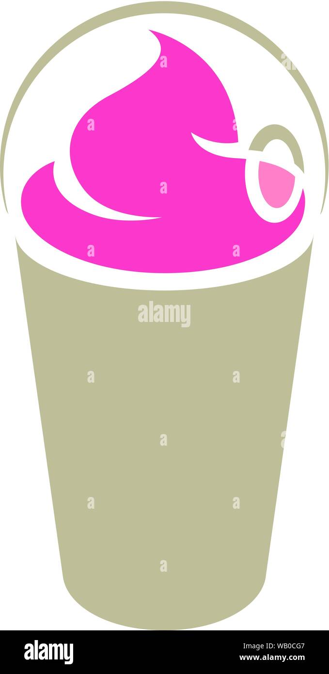 Vector Illustration of Brown and Pink Frappuccino with a Lid Icon ...