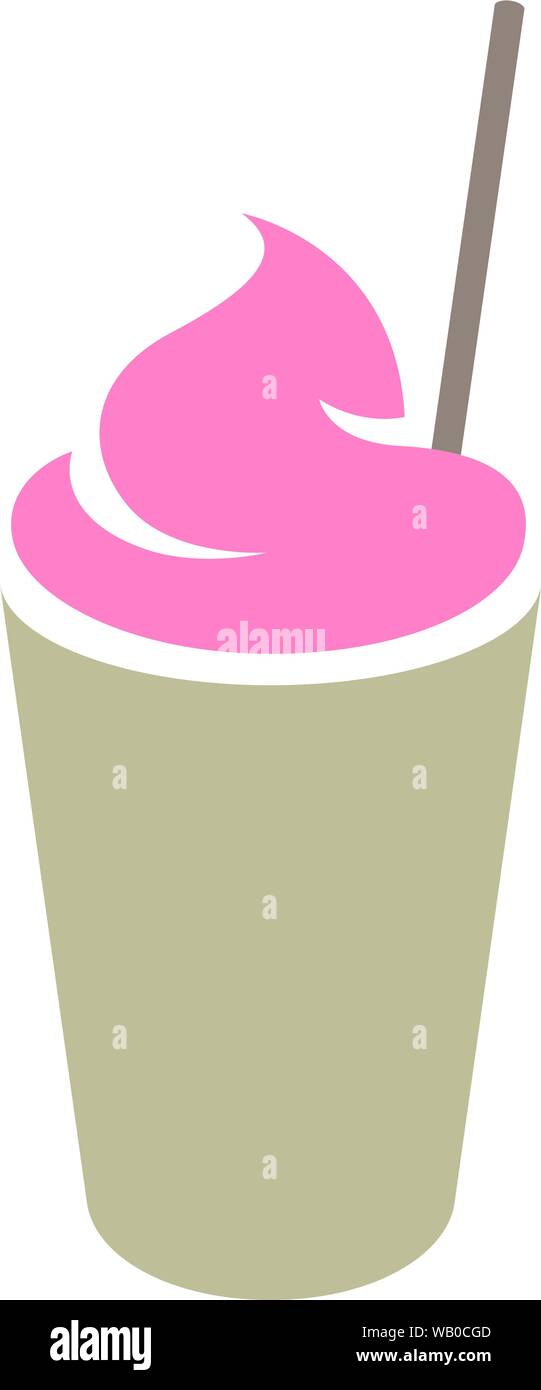 Vector Illustration of Brown and Pink Frappuccino with a Straw Icon ...
