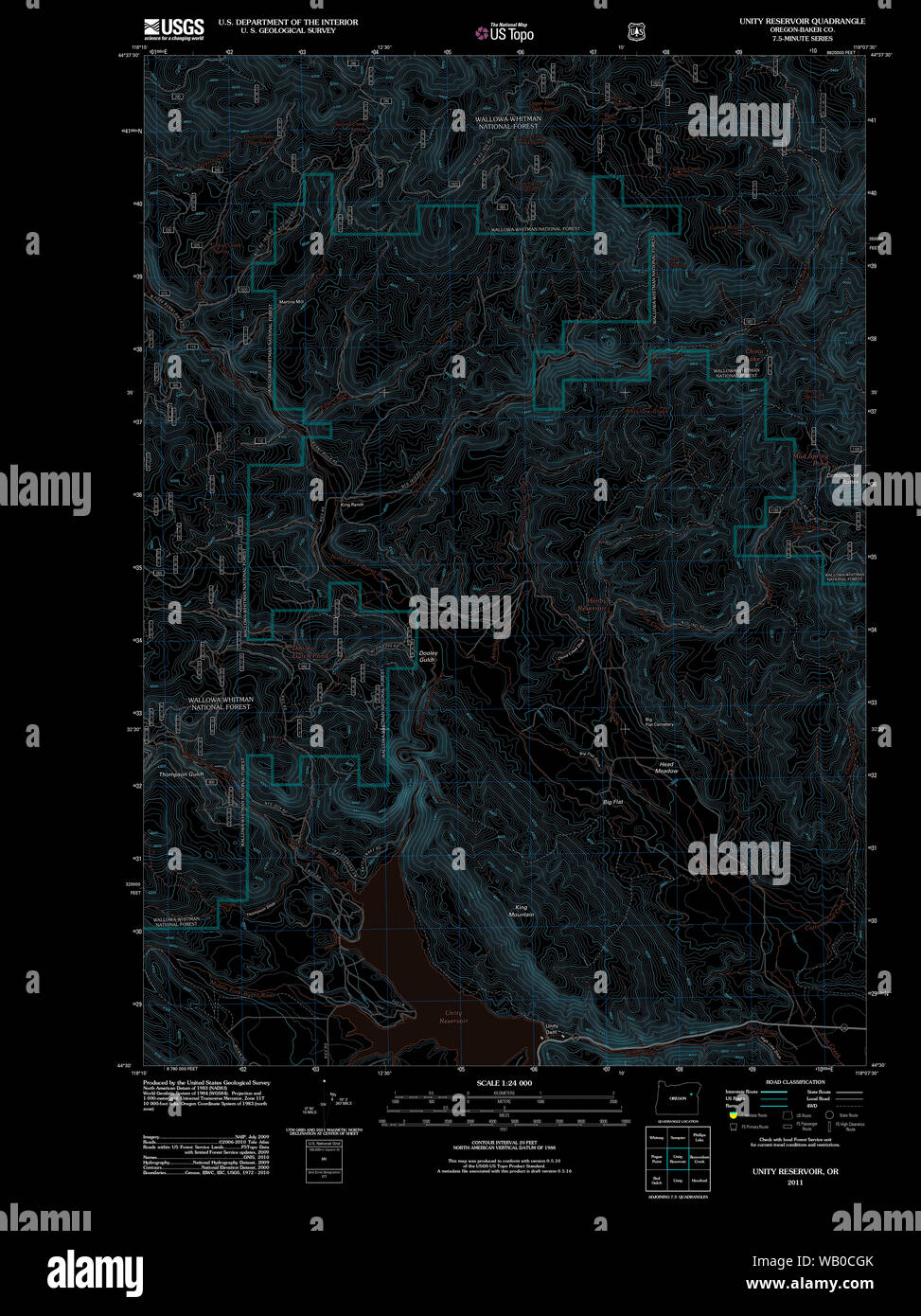 USGS Topo Map Oregon Unity Reservoir 20110801 TM Inverted Restoration ...