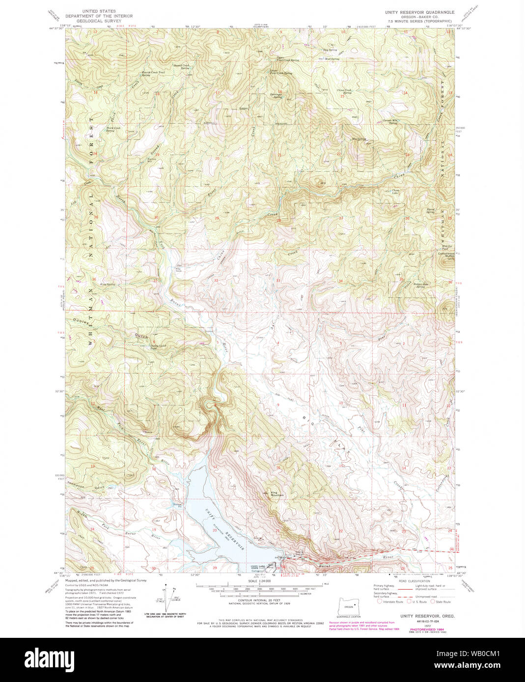 USGS Topo Map Oregon Unity Reservoir 281940 1972 24000 Restoration ...