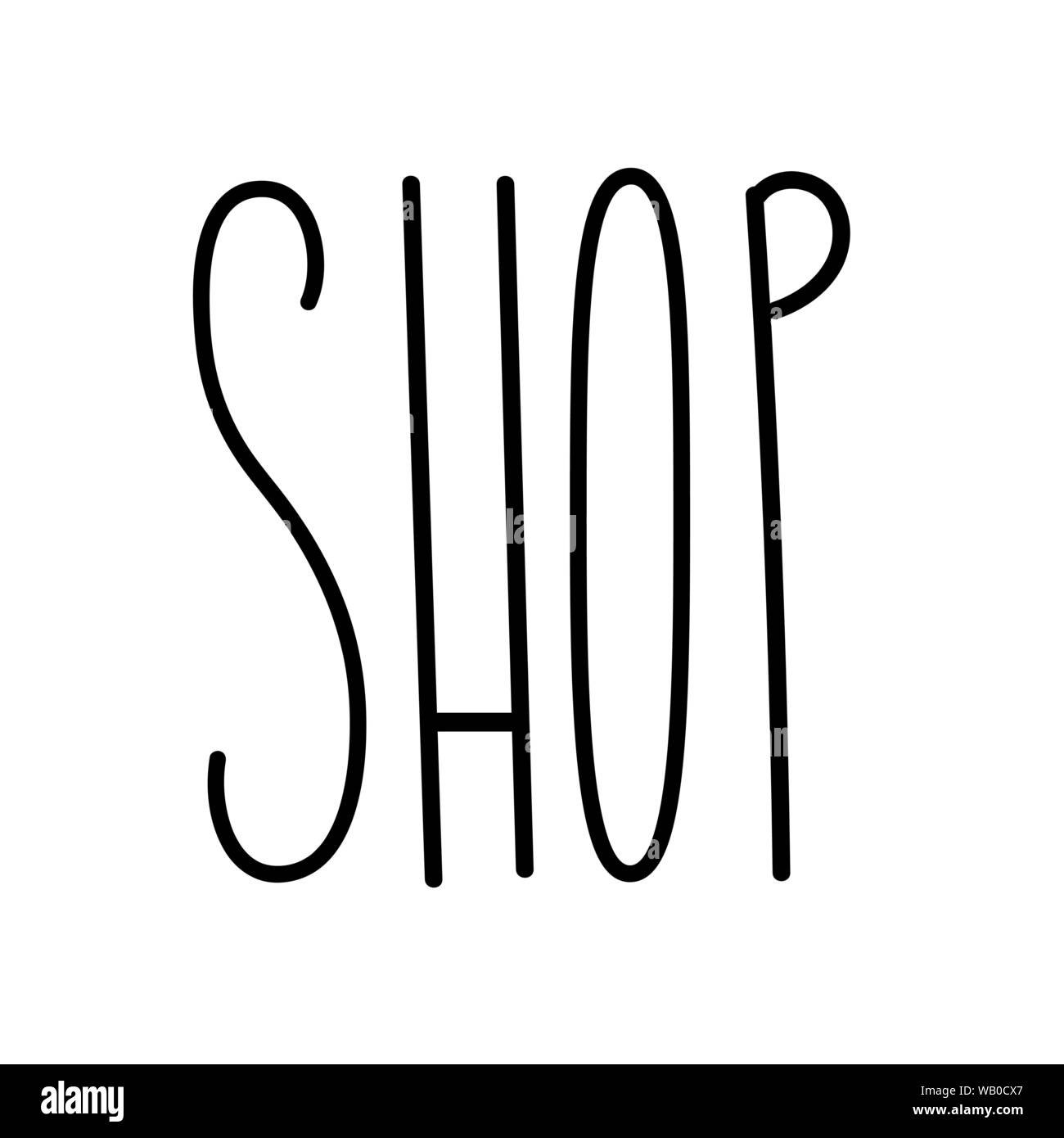 Shop and cafe words, text set for decoration design template. Suitable ...