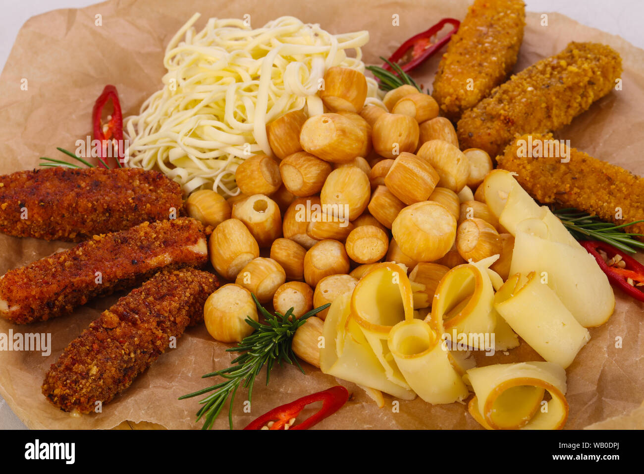 Caucasian cheeses plate mix snack assortment Stock Photo - Alamy