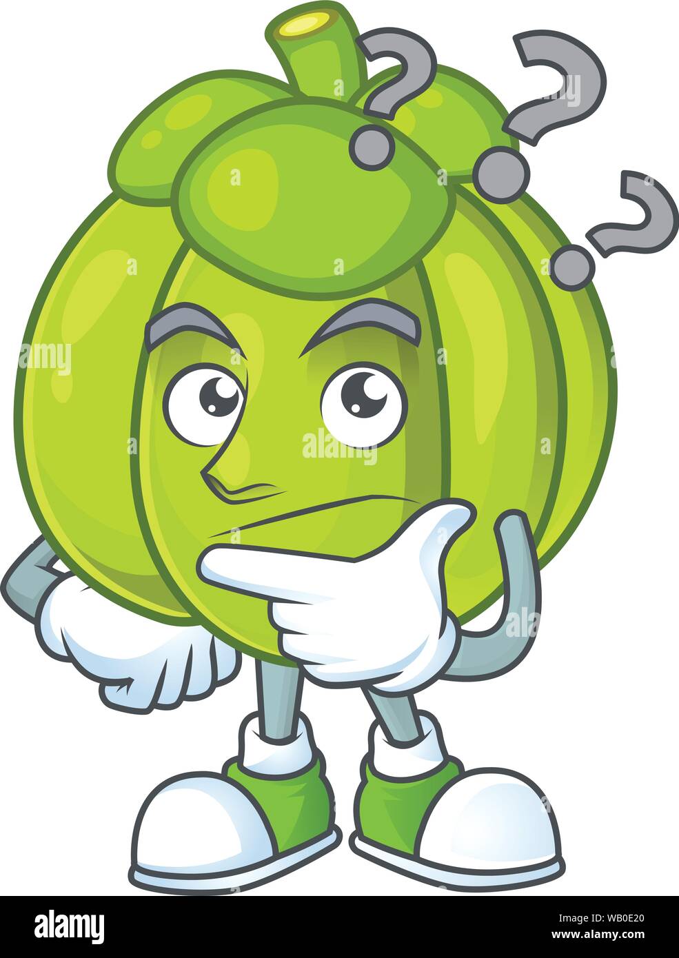 Thinking green pumpkin ripe on a white background Stock Vector Image ...