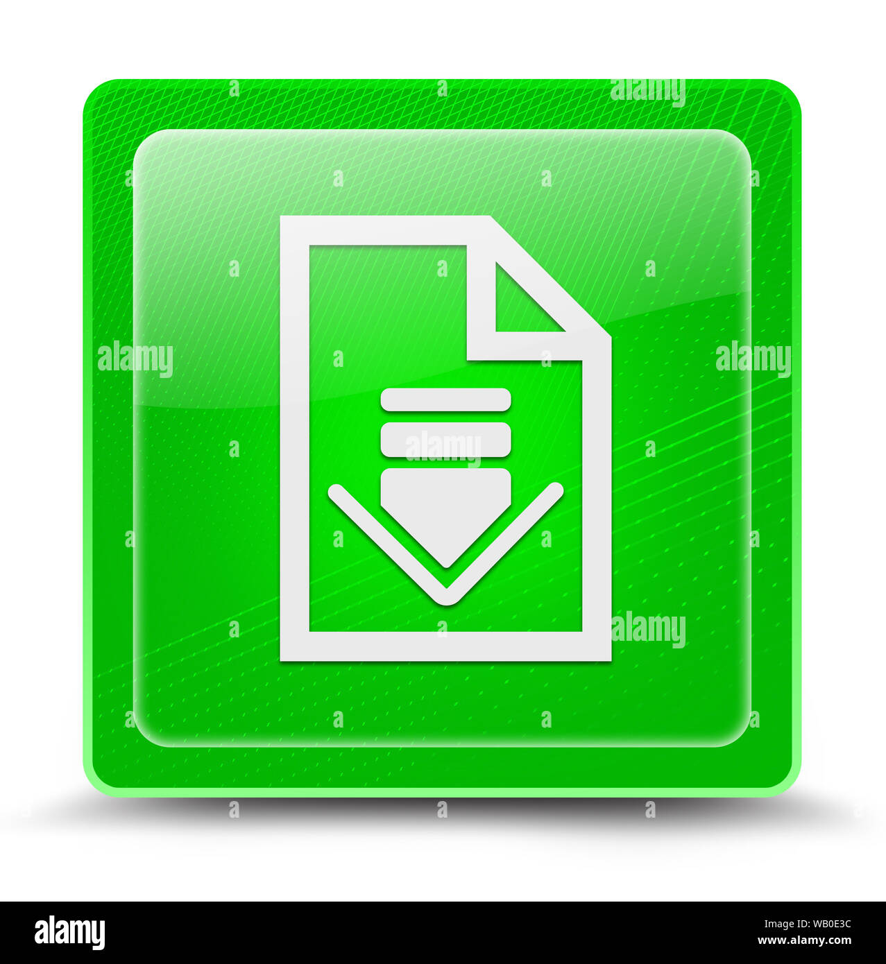 Download document icon isolated on green square glassy button abstract ...