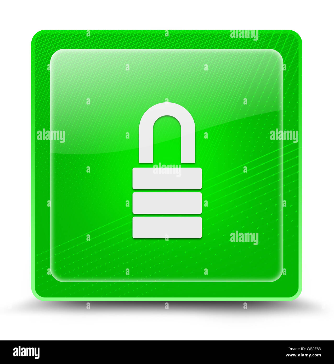Lock icon isolated on green square glassy button abstract illustration ...