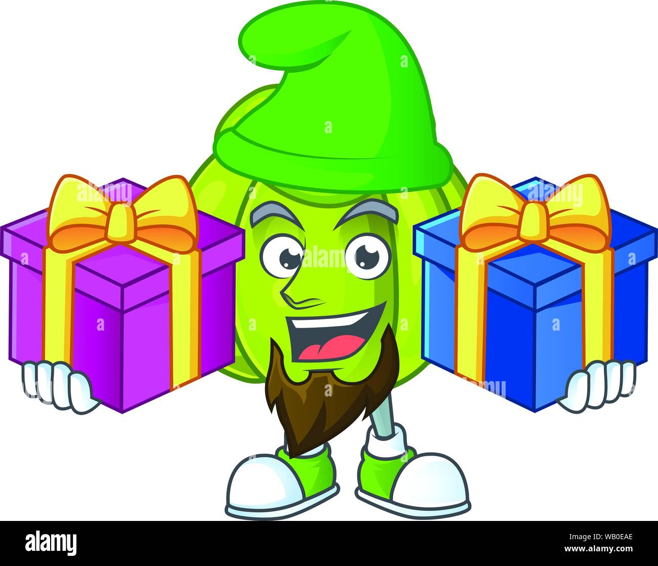 Bring two gifts green pumpkin on the cartoon character Stock Vector ...