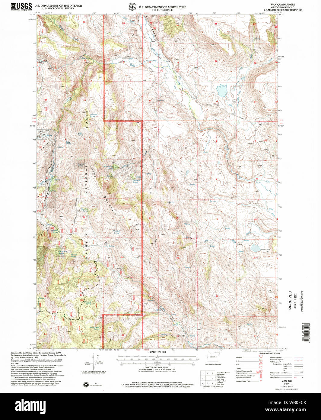 USGS Topo Map Oregon Van 281958 1999 24000 Restoration Stock Photo - Alamy
