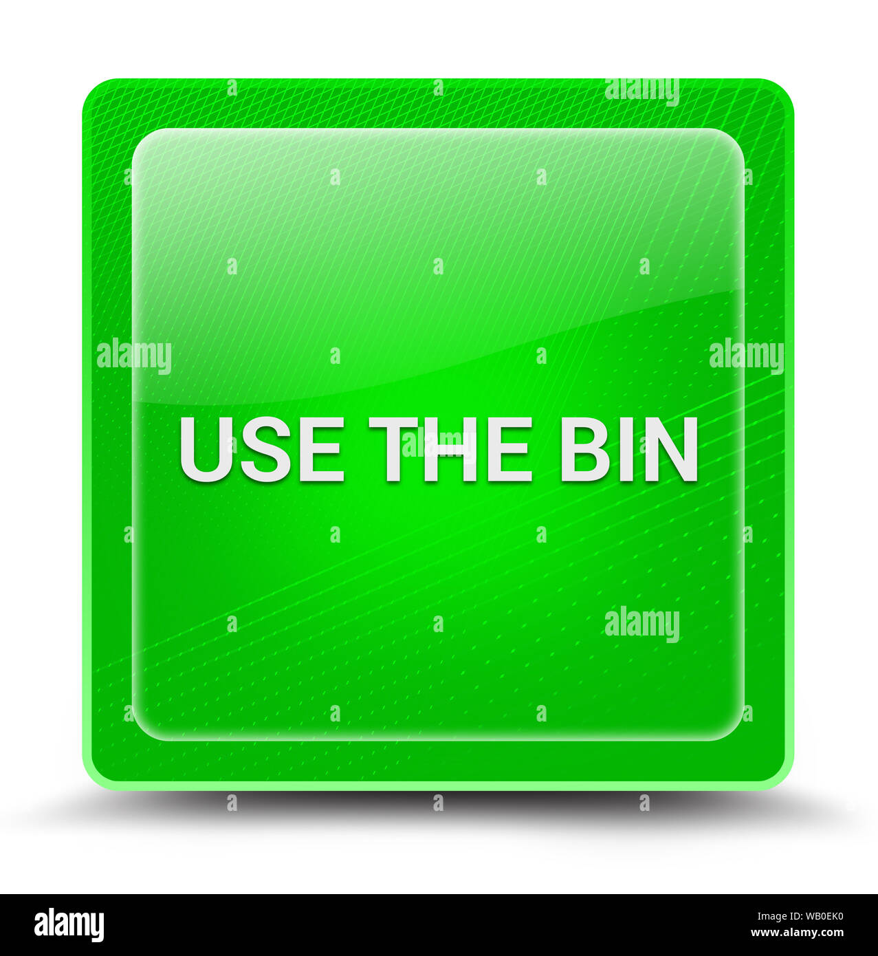 Use The Bin isolated on green square glassy button abstract ...