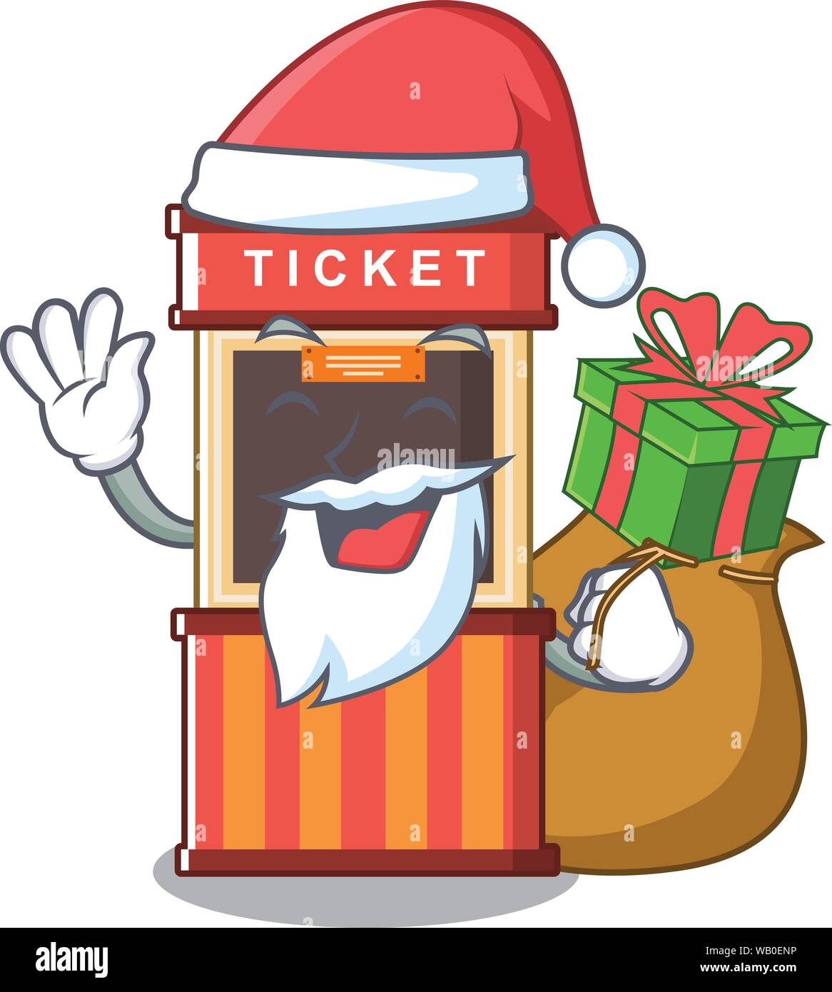 Santa with gift ticket booth in the character door Stock Vector Image ...