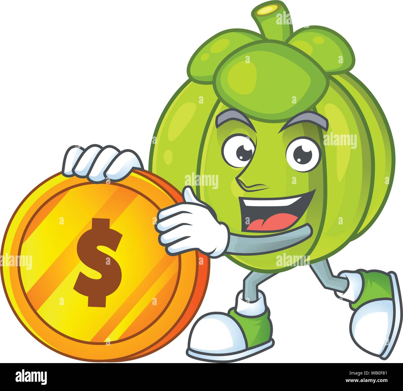 Bring coin green pumpkin on the cartoon character Stock Vector Image ...