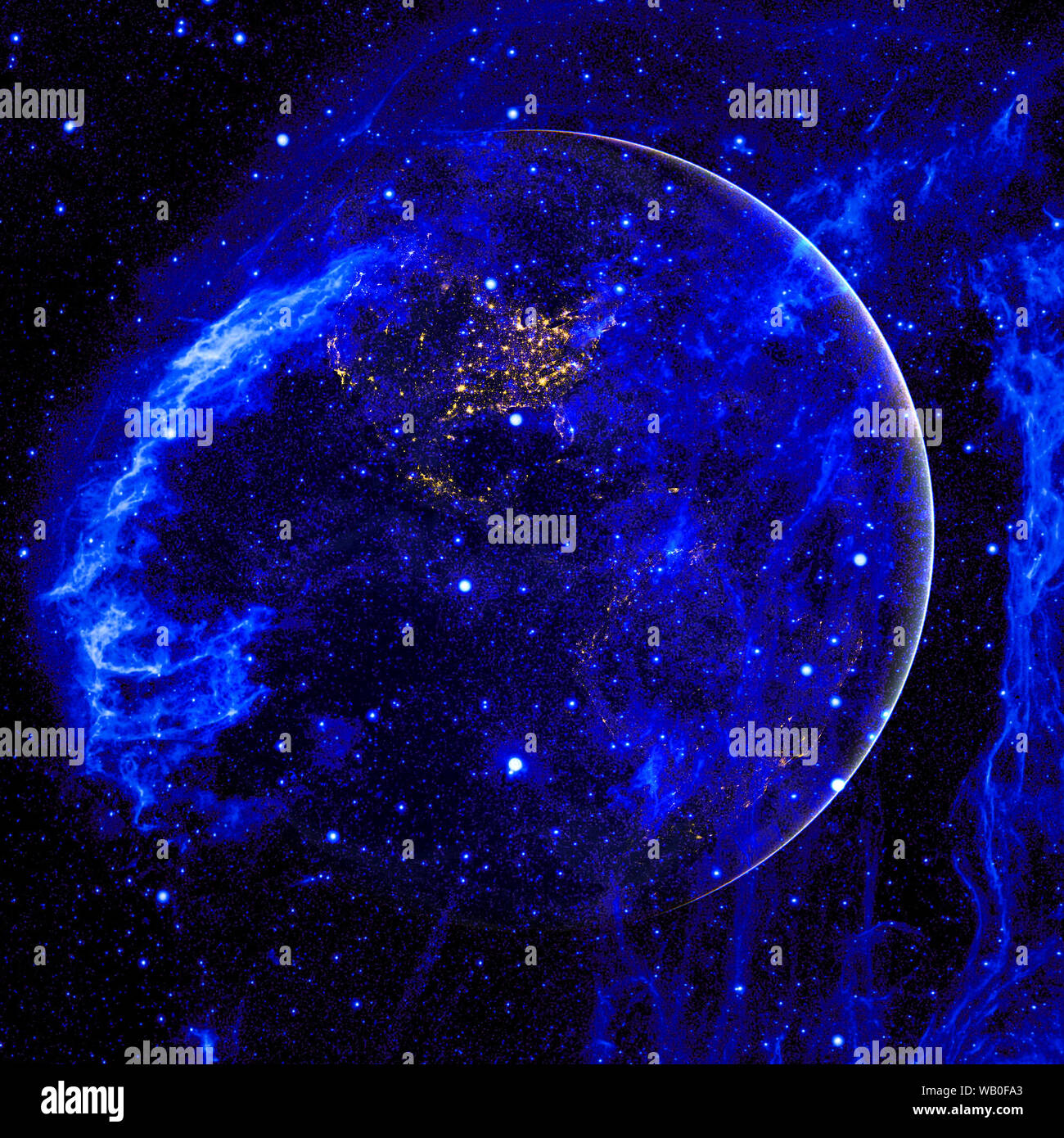 Planet Earth in deep space, cosmic landscape. Elements of this image ...