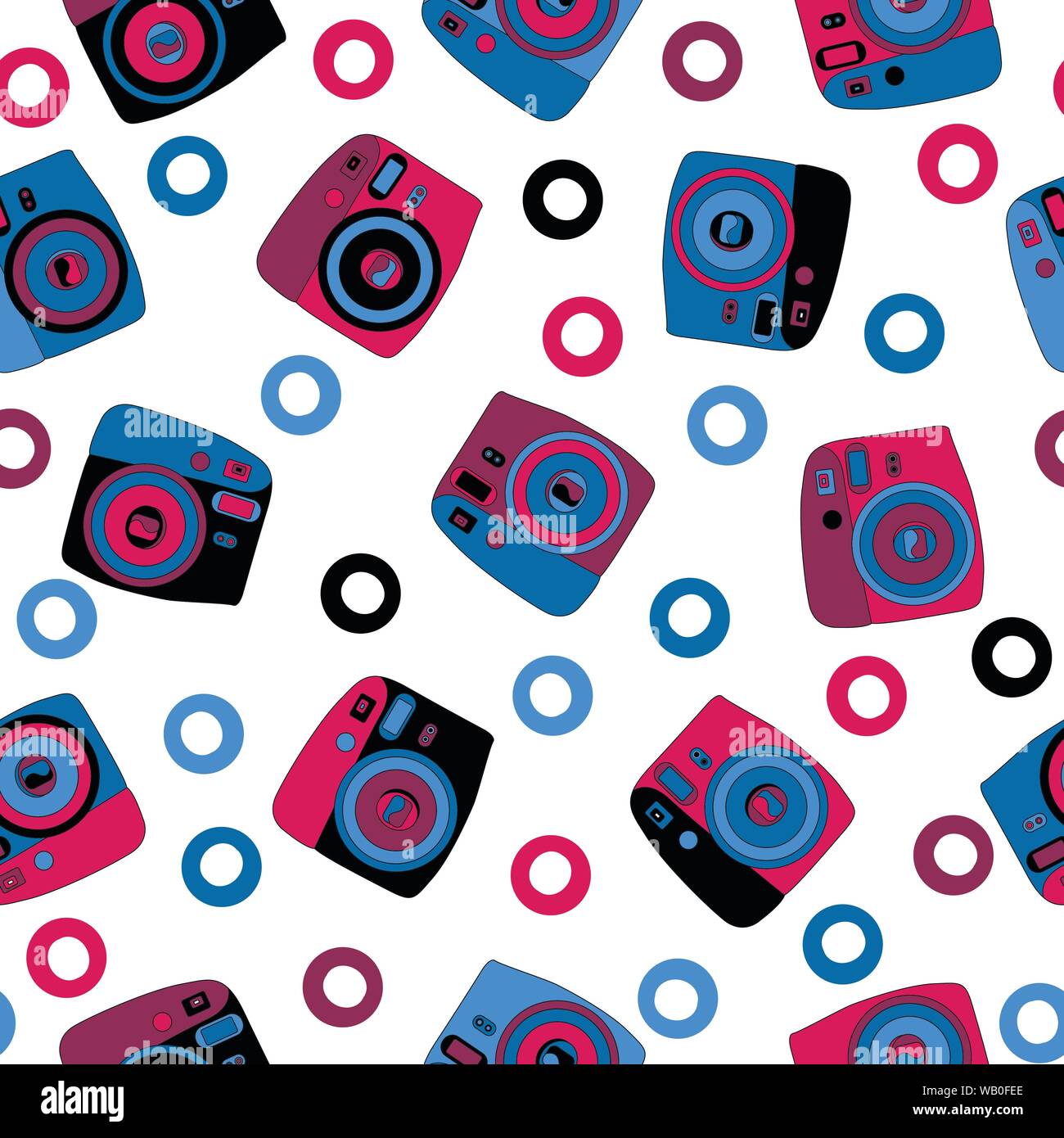 Colorful photo cameras seamless pattern isolated Stock Vector Image ...