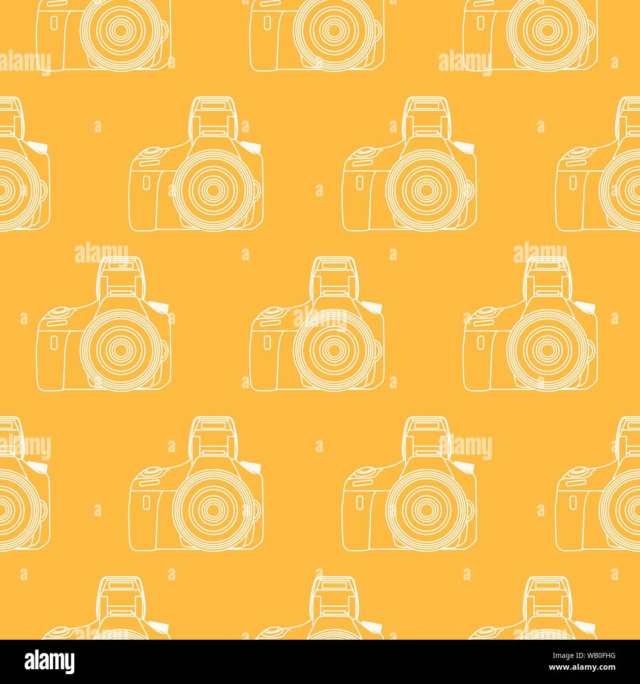 Photo cameras seamless pattern white on a gold background Stock Vector ...