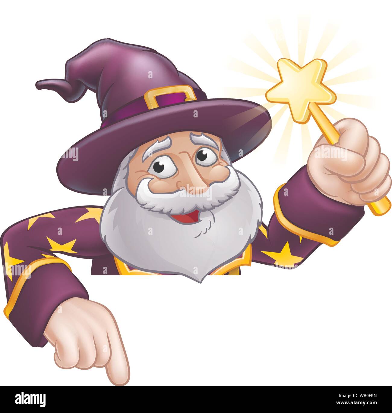Cartoon wizard waving magic wand hi-res stock photography and images ...
