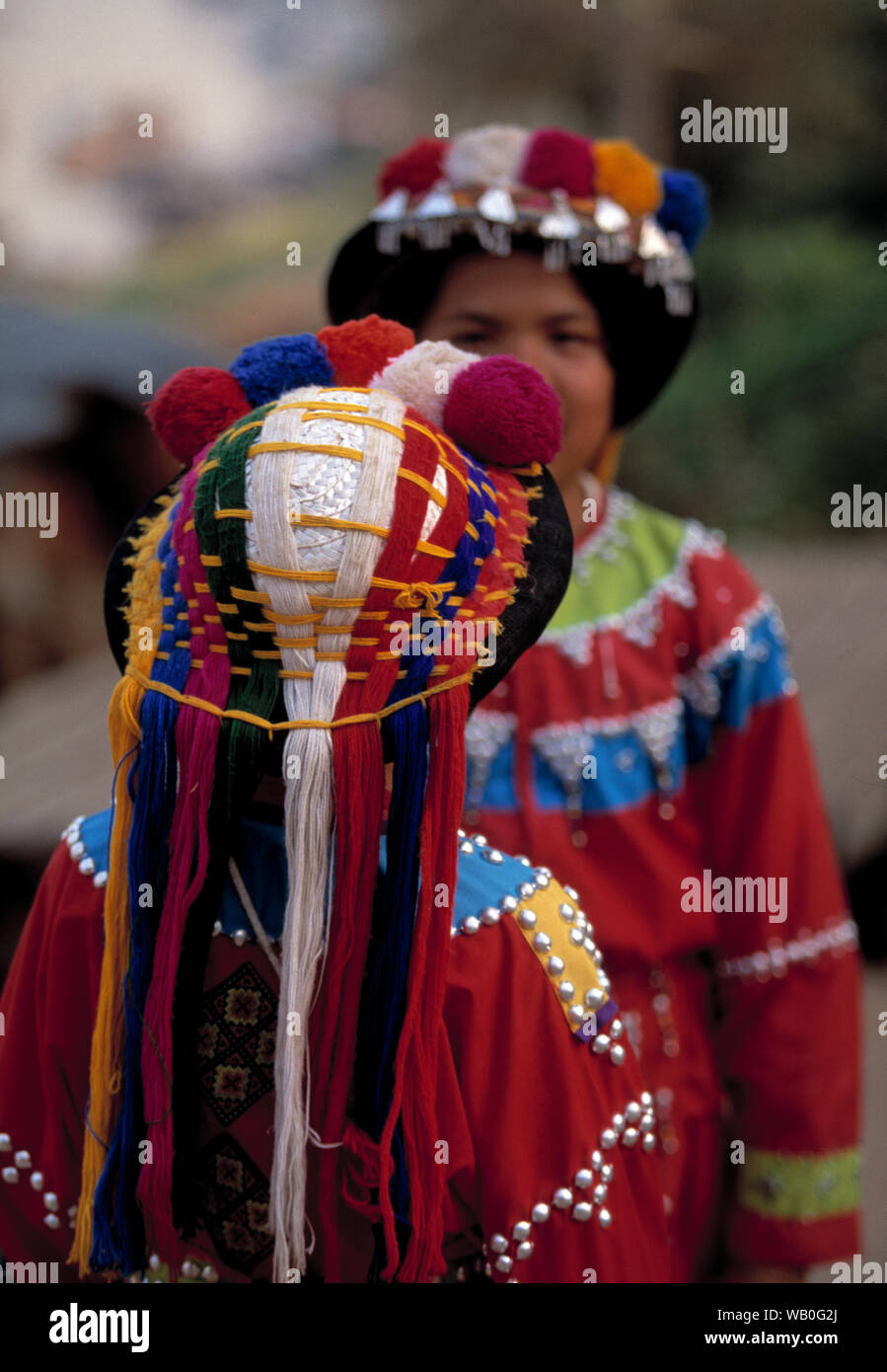 asia, asian, colourful head wear of tribal tribe Stock Photo - Alamy