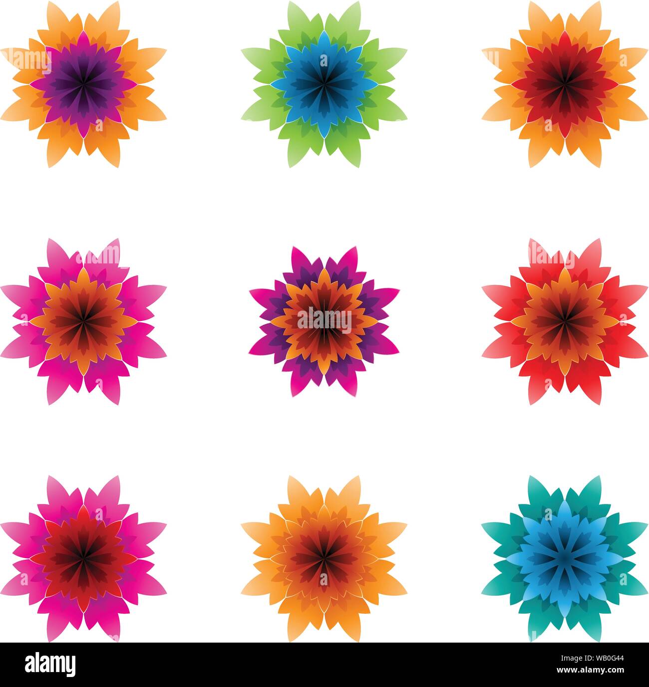 Bright Colored Flowers Clipart