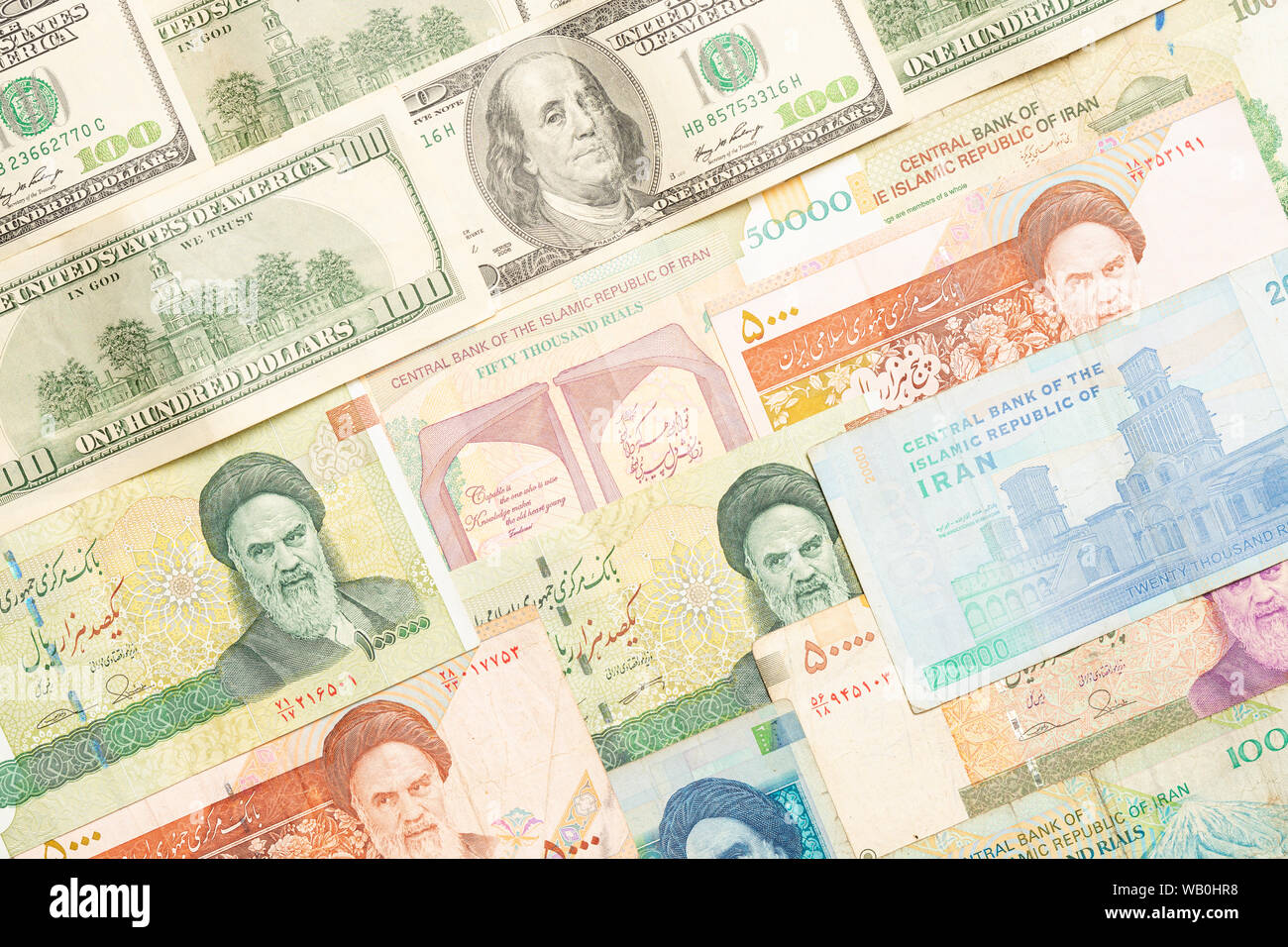 iranian money vs usa money persian gulf crisis, background for copy ...