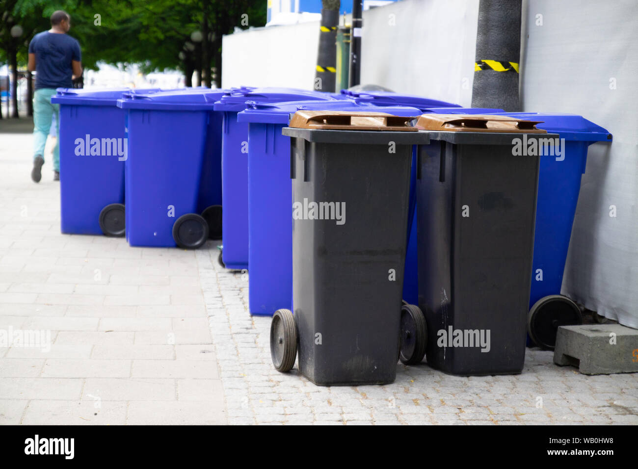 Urban litter bins. Black street bins for separate waste collection ...